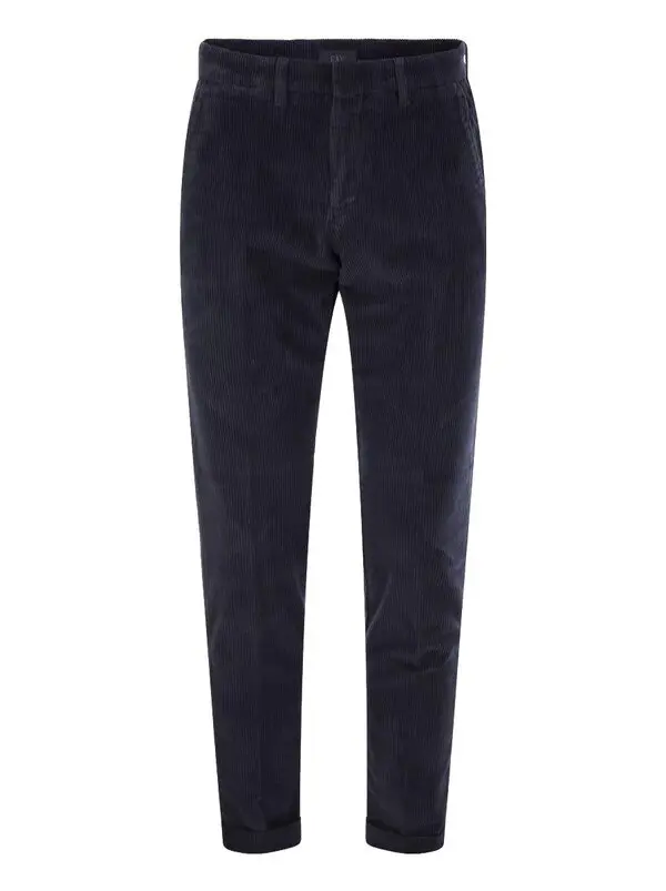 FAY Slim Corduroy Capri Trousers - Blue