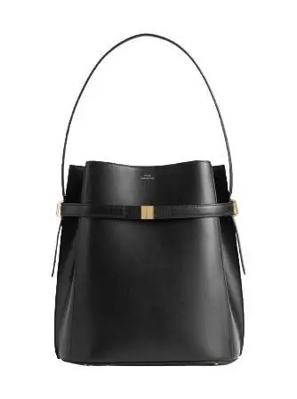 TOTEME Belted Leather Bucket Bag - Black