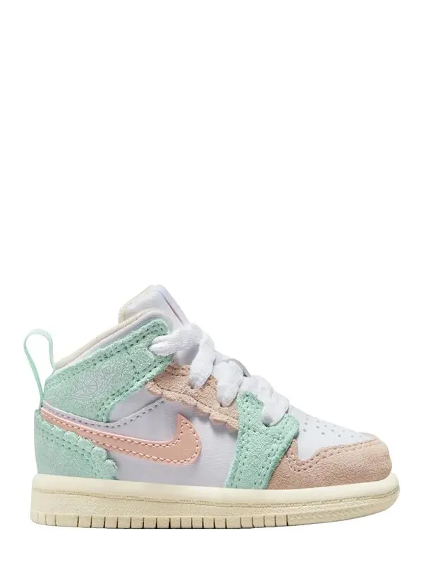 JORDAN 1 Mid Se Scalloped Edge Sneakers - White/pink Oxford/jade Ice