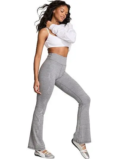 Pink Relay Logo Shine Flare Leggings - Grey
