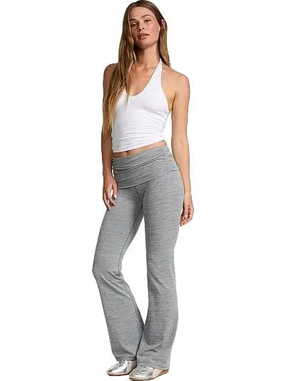 Pink Relay Logo Shine Flare Leggings - Grey