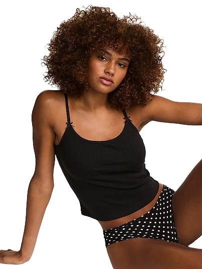 Pink Keyhole Charm Cami - Black