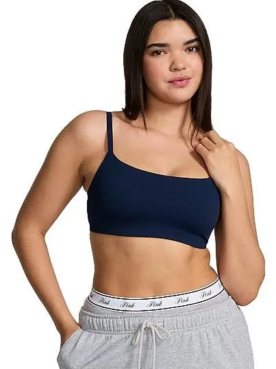 Pink Relay Square-neck Sports Bra - Blue