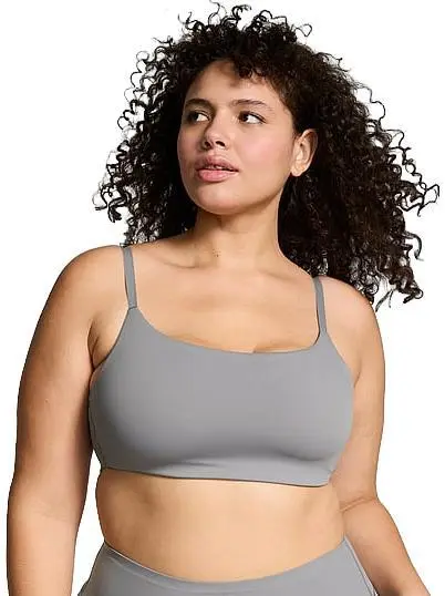 Pink Relay™ Square-neck Sports Bra - Grey