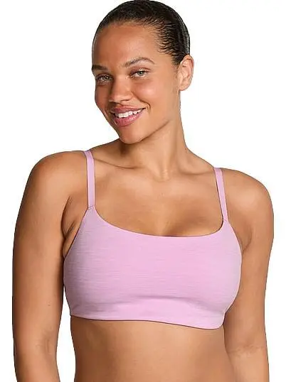 Pink Relay Square-neck Sports Bra - Purple