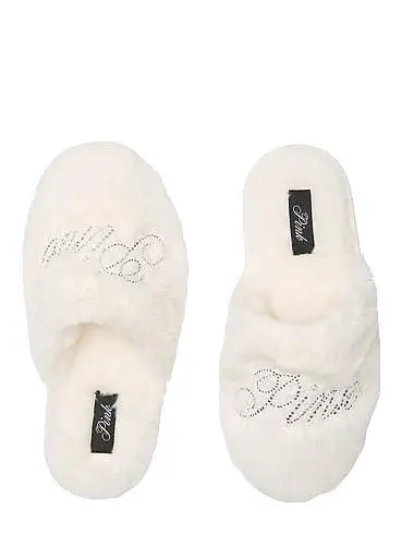 Pink Faux-fur Slippers - Beige