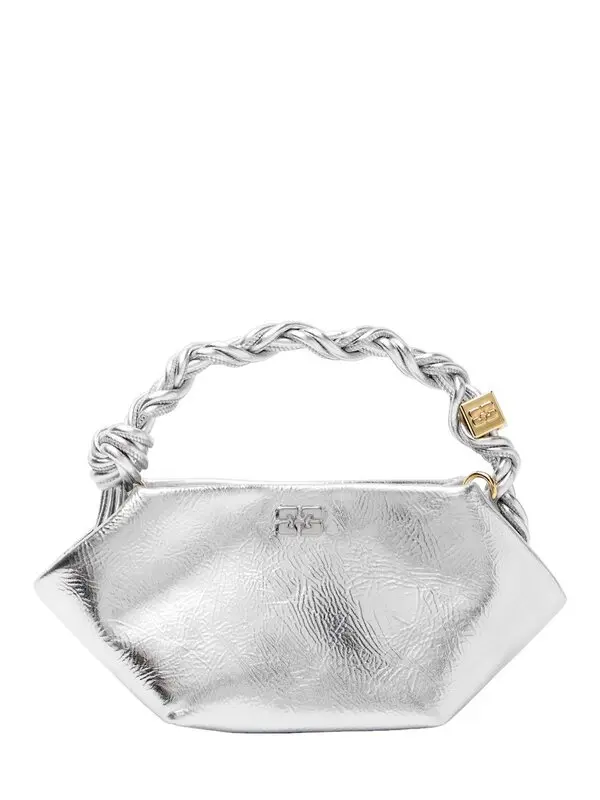 GANNI Metallic Leather Cross-body Bag - Silver