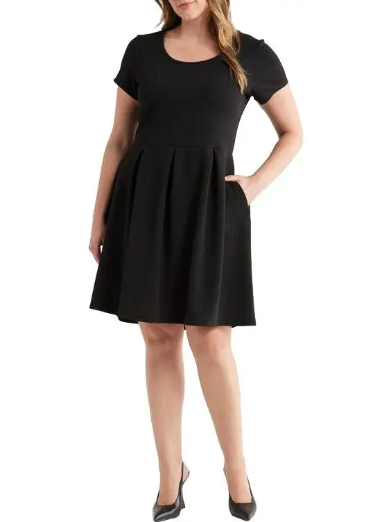 24SEVEN COMFORT APPAREL Scoop Neck Knit Dress - Black