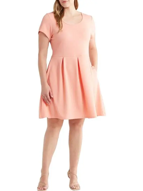 24SEVEN COMFORT APPAREL Scoop Neck Knit Dress - Coral