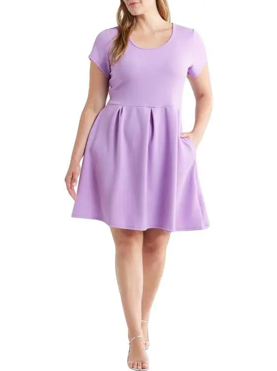 24SEVEN COMFORT APPAREL Scoop Neck Knit Dress - Lilac