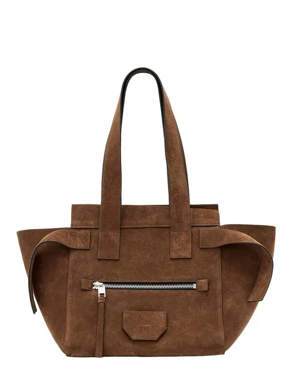 ALLSAINTS Perez Leather Shoulder Tote - Chestnut Suede