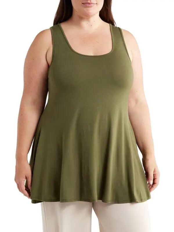 24SEVEN COMFORT APPAREL Jersey Tunic Tank - Olive