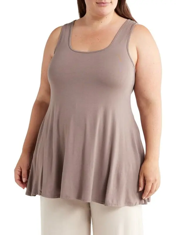 24SEVEN COMFORT APPAREL Jersey Tunic Tank - Taupe