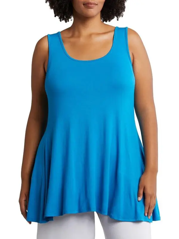 24SEVEN COMFORT APPAREL Jersey Tunic Tank - Turquoise