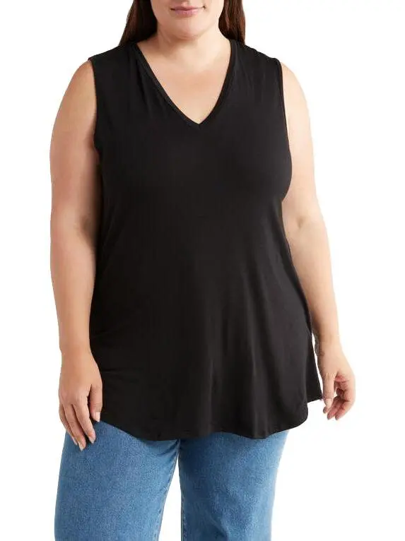 24SEVEN COMFORT APPAREL V-neck Jersey Tank - Black