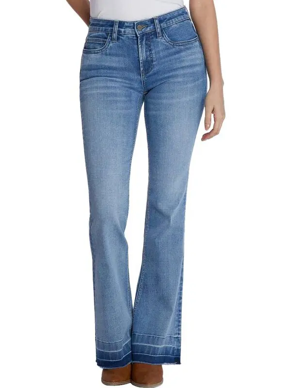 HINT OF BLU Release Hem Flare Jeans - Powder Blue