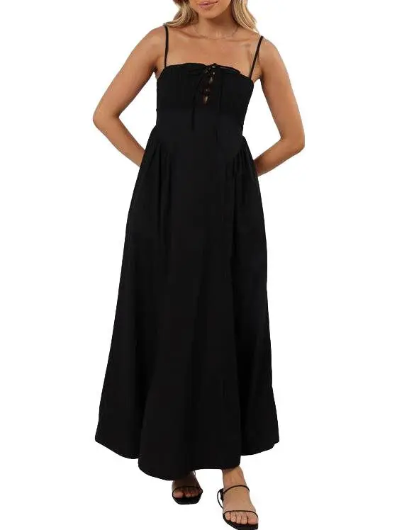 PETAL & PUP Alena Tie Back Maxi Dress - Black
