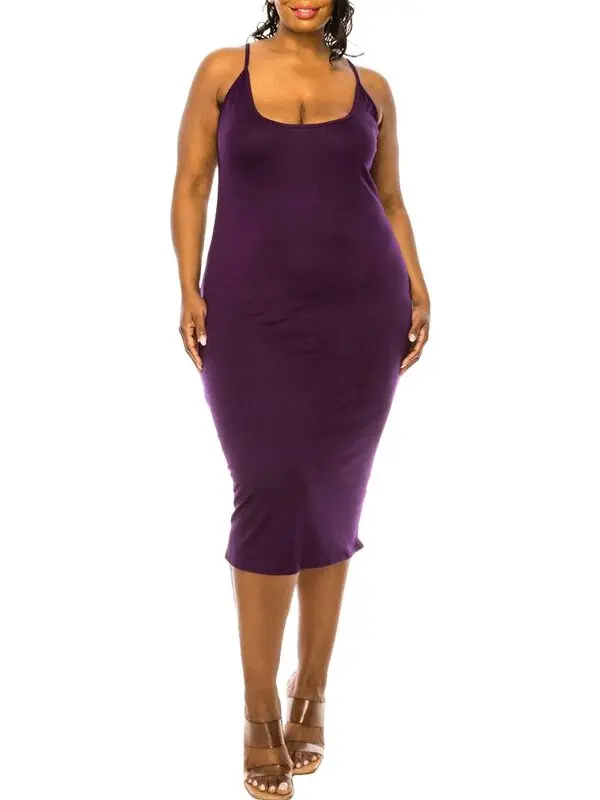 L I V D Jennie Stretch Midi Body-con Dress - Eggplant