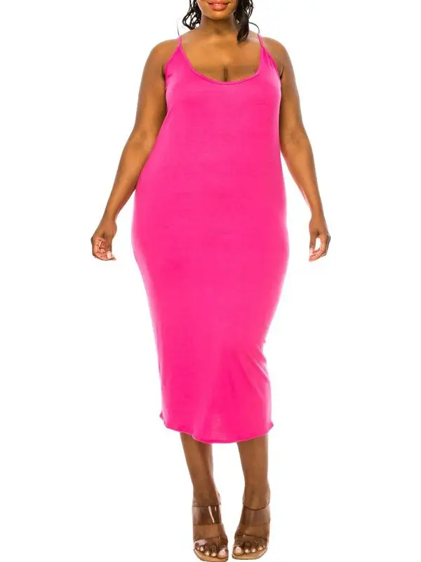 L I V D Jennie Stretch Midi Body-con Dress - Hot Pink