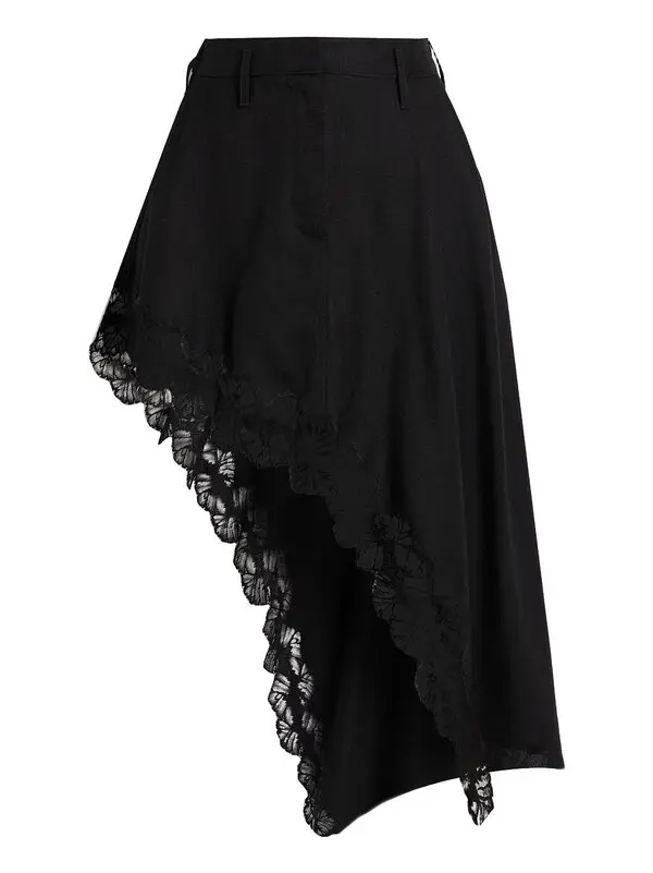 Stella McCartney Asymmetric Lace-trimmed Midi Skirt - Black