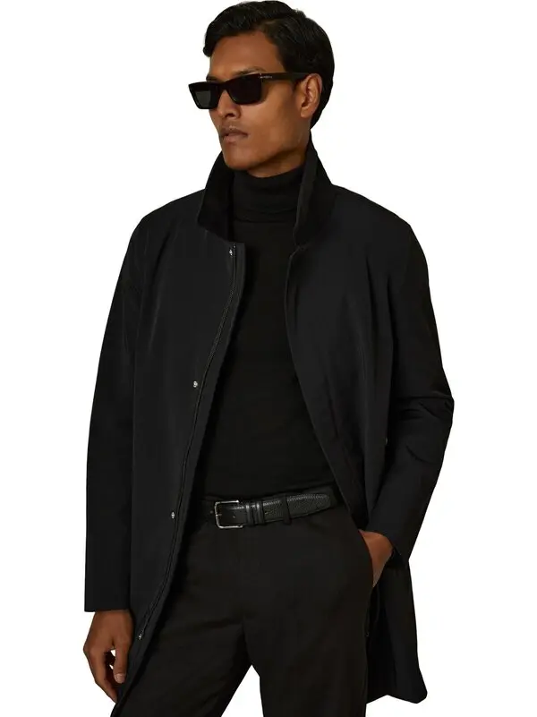 REISS Logan Hybrid Overcoat - Black