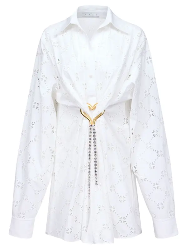 AREA Broderie Anglaise Shirt Dress - White