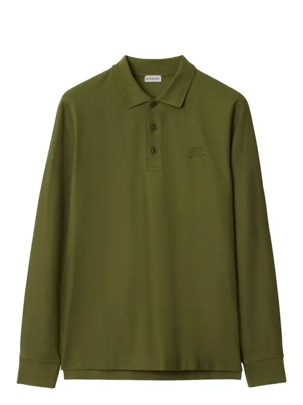 Burberry Long-sleeve Cotton Polo Shirt - Green