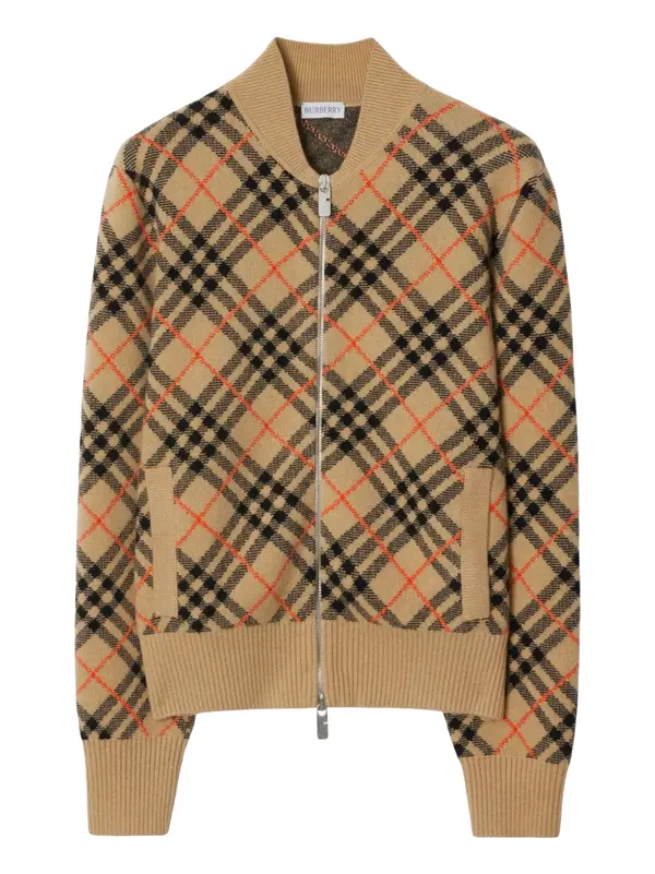 Burberry Cashmere Checkered Cardigan - Neutrals
