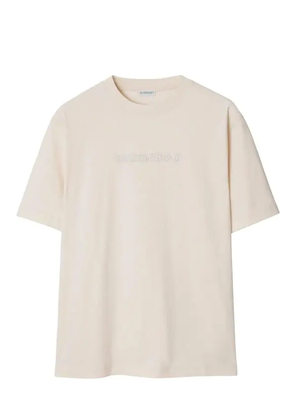 Burberry Logo-embroidered T-shirt - Neutrals