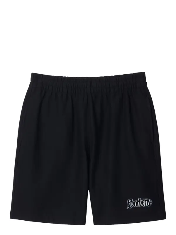 Burberry Flocked-logo Cotton-blend Shorts - Black