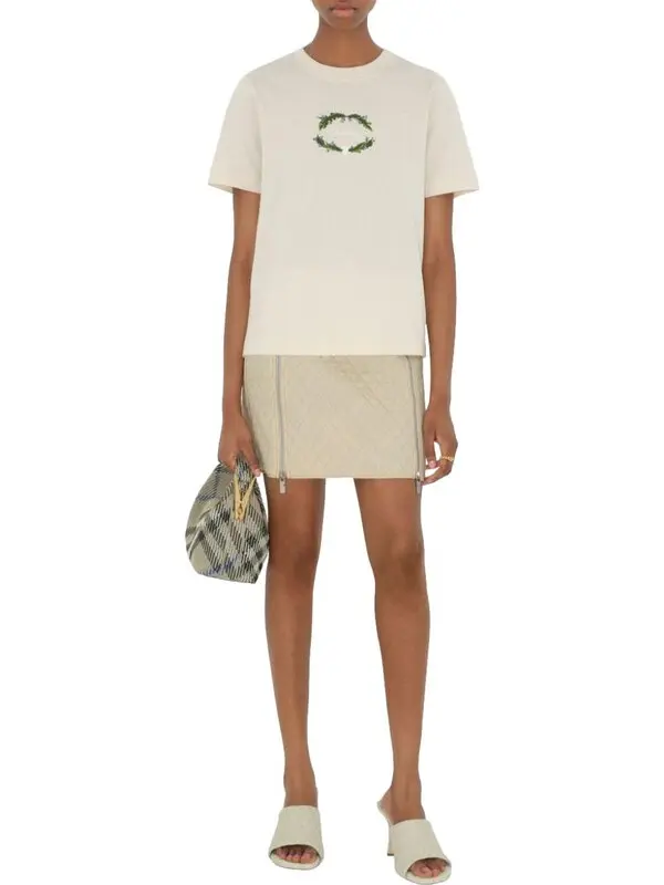 Burberry Logo-embroidered Cotton T-shirt - Neutrals