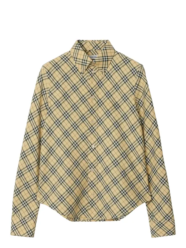 Burberry Checked Cotton Shirt - Neutrals