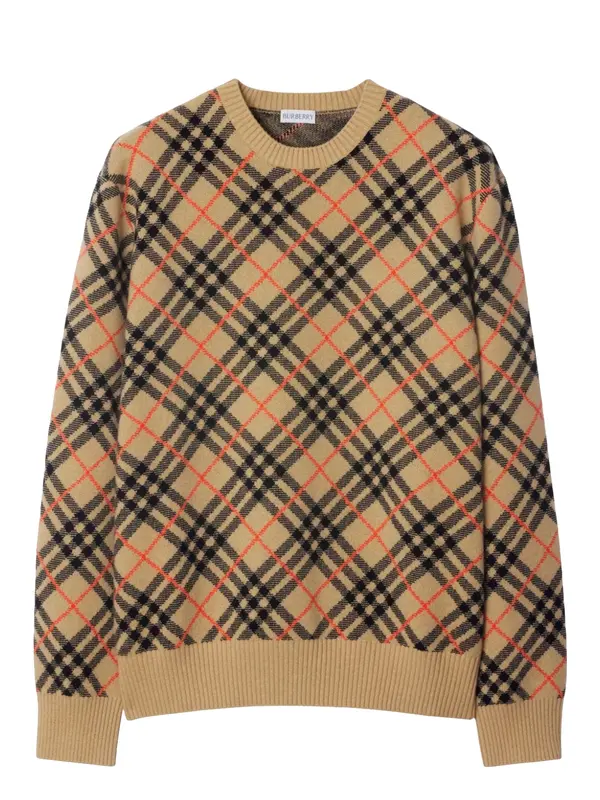 Burberry Check Cashmere Jumper - Neutrals