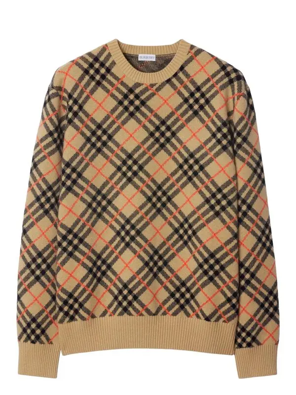 Burberry Check Cashmere Jumper - Neutrals
