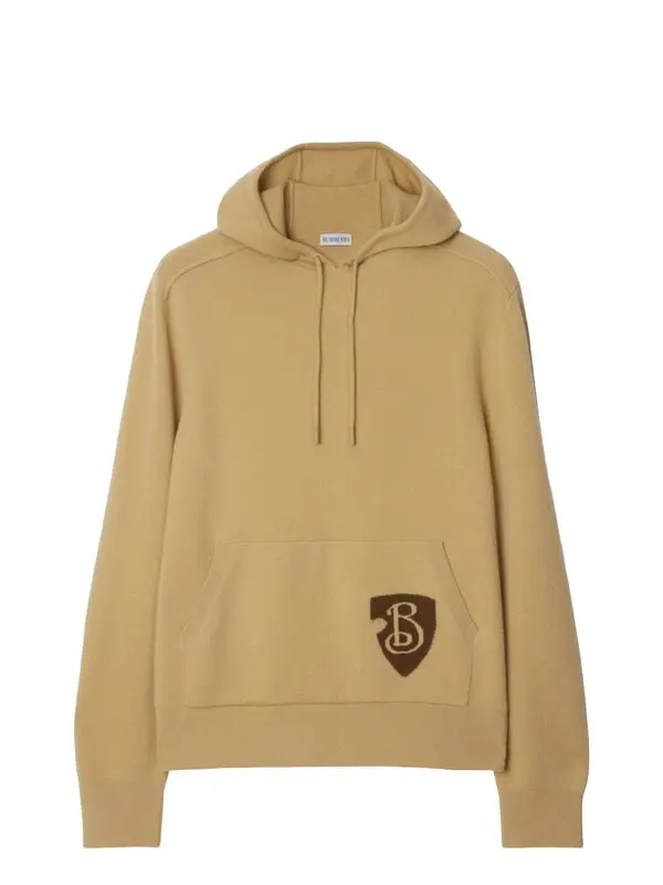 Burberry Intarsia-knit Logo Wool-blend Hoodie - Neutrals