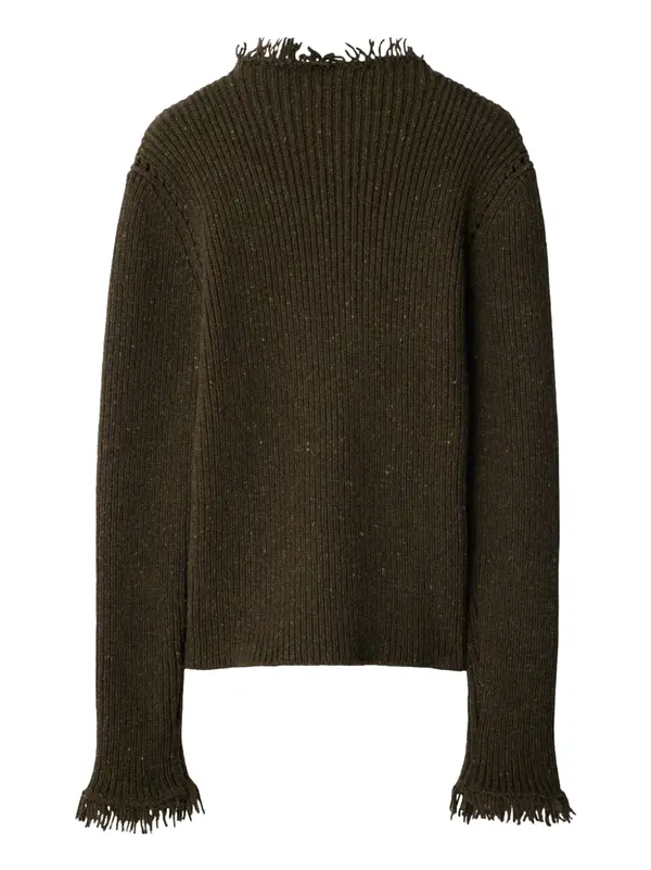 Burberry Frayed Wool Jumper - Brown