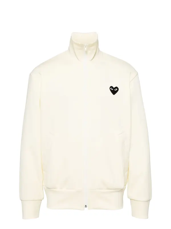 Play Comme Des Garcon Heart-print Jersey Track Jacket - Neutrals