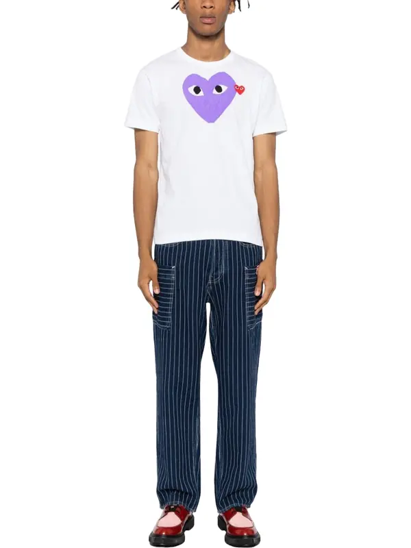 Play Comme Des Garcon Signature Heart Motif T-shirt - White