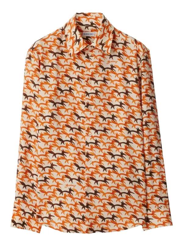 Burberry Fox-print Wool Shirt - Orange