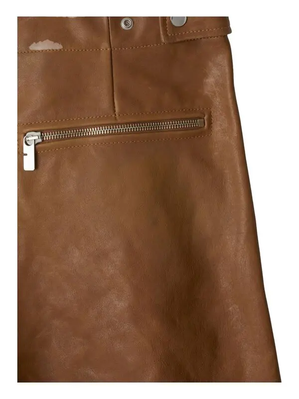 Burberry Pleat-detail Leather Trousers - Brown