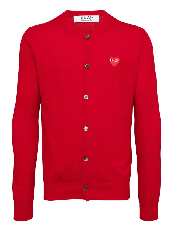 Play Comme Des Garcon Wool Cardigan - Red