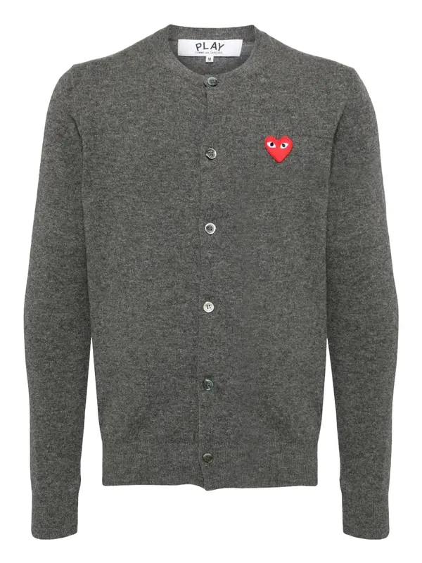 Play Comme Des Garcon Wool Cardigan - Grey