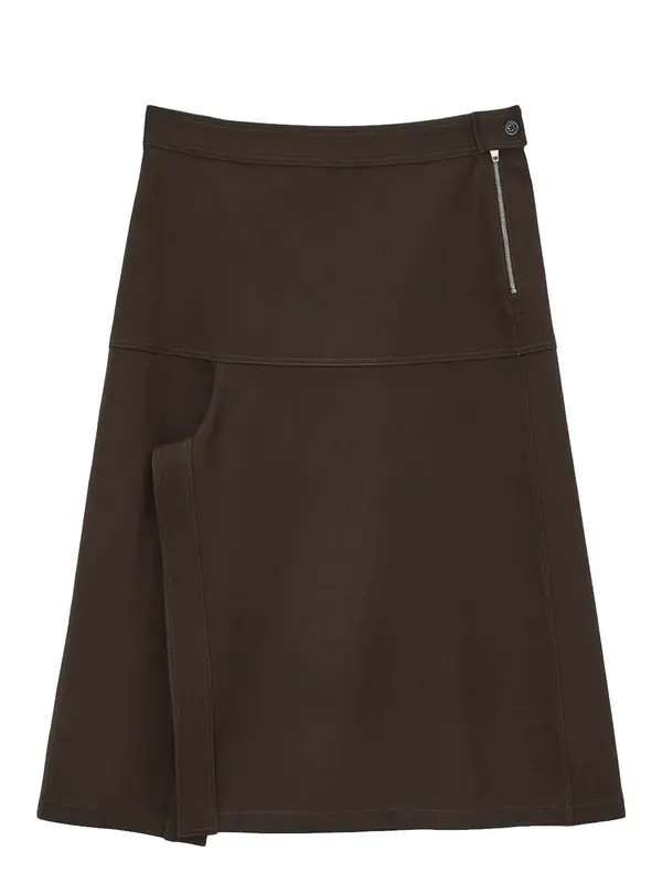 LEMAIRE Asymmetrical Wrapover Skirt - Brown