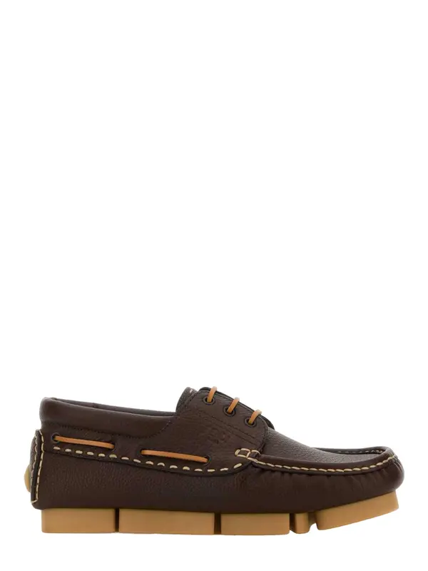 Fendi Leather Lace-up Loafers - Brown
