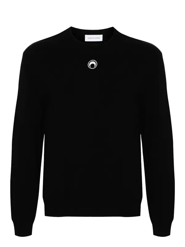 MARINE SERRE Crescent Moon Embroidered Sweater - Black