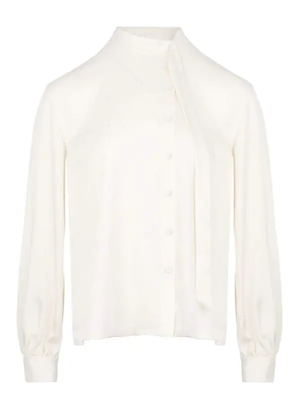 Ports 1961 Scarf-detail Long-sleeve Shirt - White