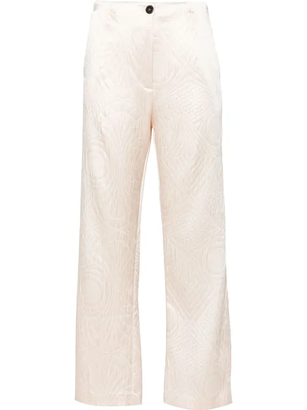 FORTE_FORTE Patterned Straight Trousers - Neutrals