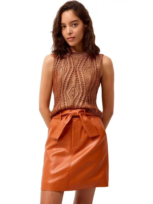 MARIE OLIVER Mcguire Metallic Knit Top - Copper