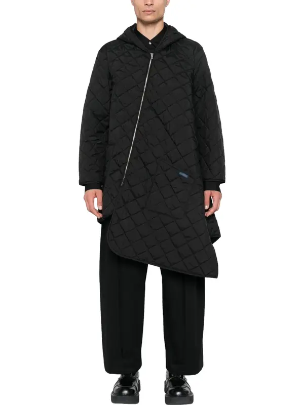 Comme Des Garçons Asymmetric Quilted Parka Coat - Black