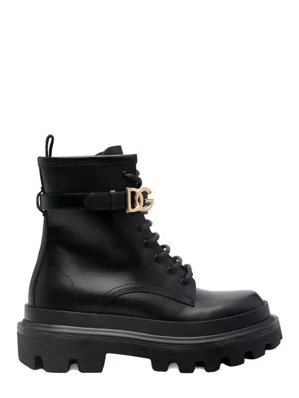 Dolce & Gabbana Logo-buckle Ankle Boots - Black